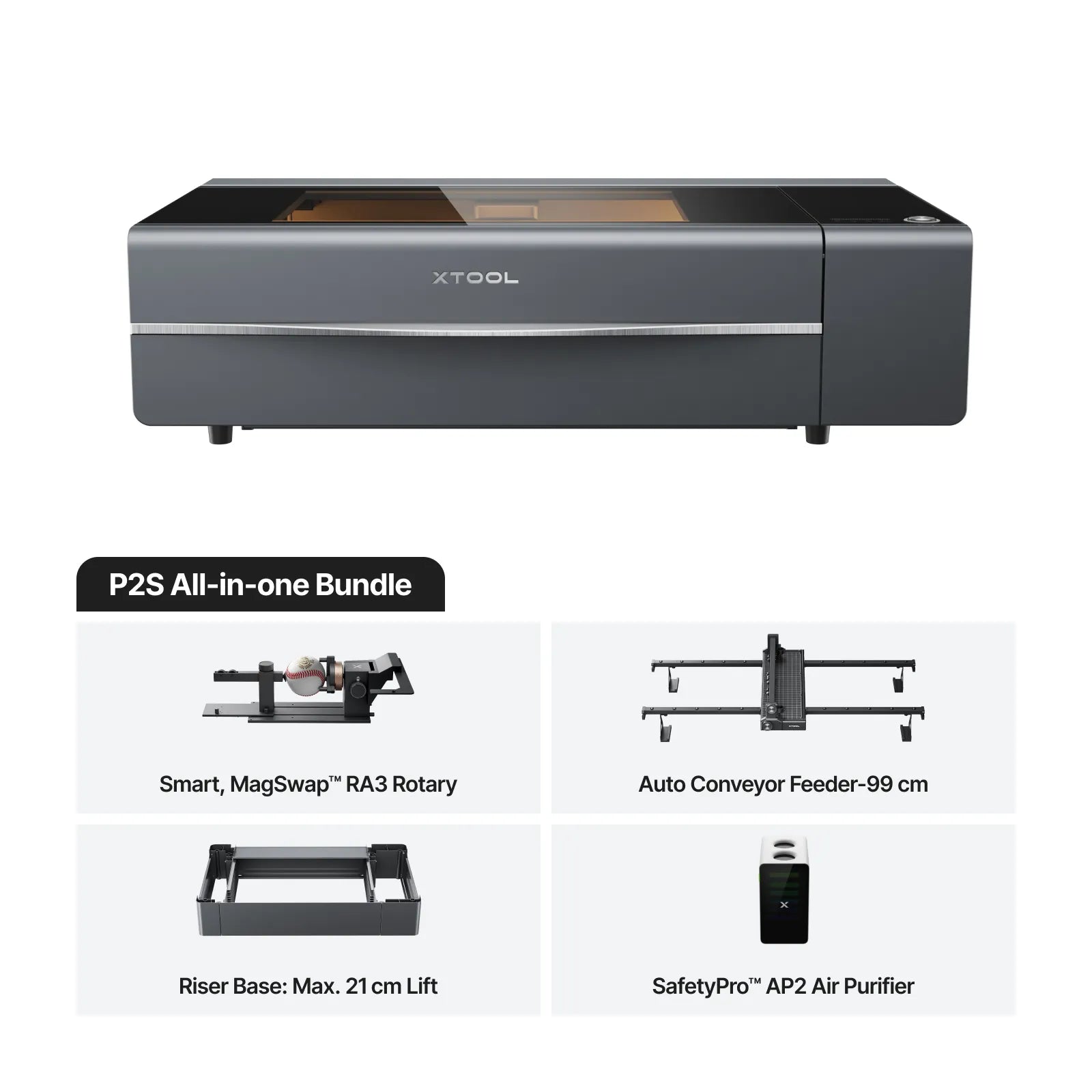 xTool - P2S 55W - Laser - Klass IV Grå - Allt-i-ett-paket